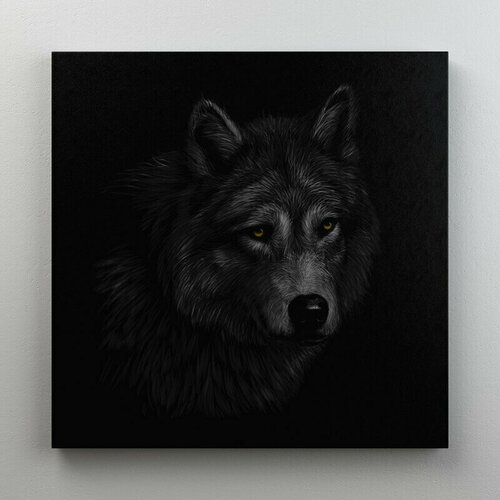 Интерьерная картина на холсте "Серый лесной волк" размер 25x25 см