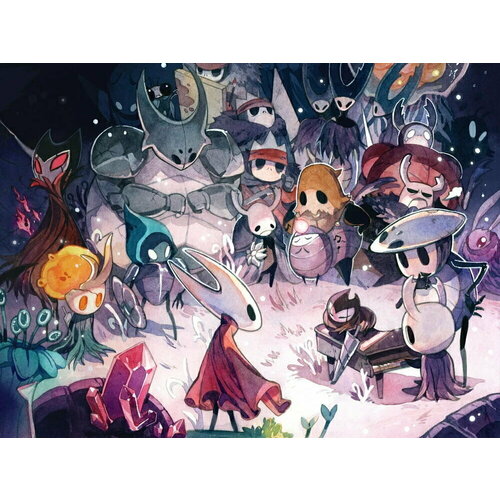 Плакат, постер на холсте Hollow Knight/игровые/игра/компьютерные герои персонажи. Размер 21 х 30 см