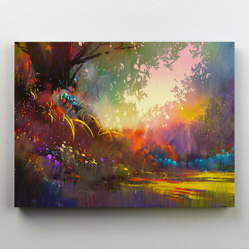 Интерьерная картина на холсте "Красочная пейзажная живопись" размер 30x22 см
