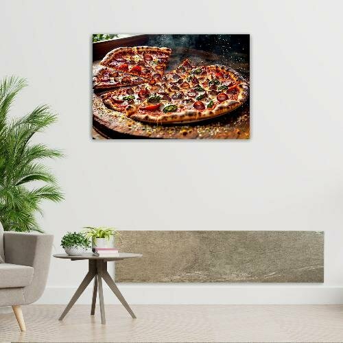 Картина на холсте 60x90 Альянс Лес "Пицца, еда" на подрамнике / интерьер/ декор