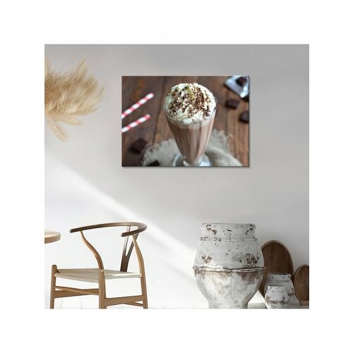 Картина на холсте с подрамником Молочный коктейль с шоколадной крошкой 60х80