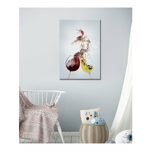 Картина на холсте с подрамником Вино белое и красное 50х70