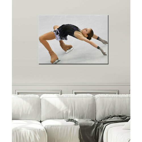 Картина на холсте для интерьера - Фигурное катание спорт, каток и коньки, фигурист - Александра Трусова (3) 40х60
