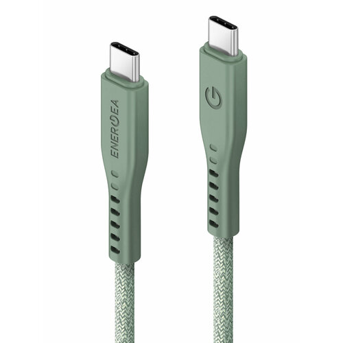 EnergEA Кабель FLOW USB-C to USB-C PD240W 5A Nanoweave Magnetic tie Green 1.5m