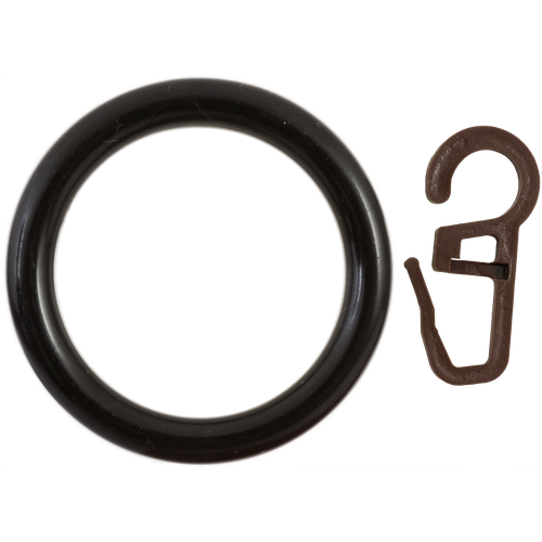 Кольцо с крючком Русские Карнизы, пластик, цвет дуб венге, 2.8 см, 4 шт.
