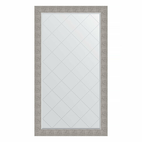 Зеркало настенное с гравировкой EVOFORM в багетной раме чеканка серебряная, 96х171 см, для гостиной, прихожей, спальни и ванной комнаты, BY 4410