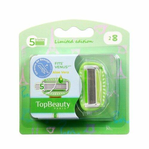 Toptech Сменные кассеты женские TopBeauty Paris, зеленые, 2 шт (совместимы с Venus)