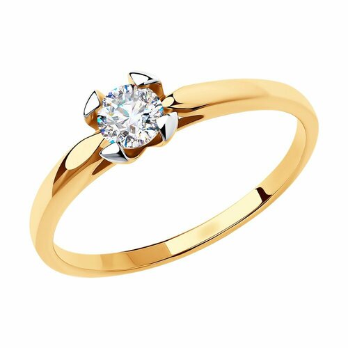 Кольцо Diamant, красное золото, 375 проба, фианит, размер 18.5