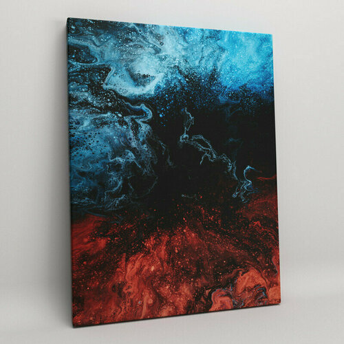 Картина на холсте (интерьерный постер) "Абстракция - огонь и лед", с деревянным подрамником, размер 45x60 см