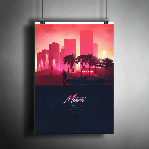 Постер плакат для интерьера "Компьютерная игра: Hotline Miami. Игра Хотлайн Маями" / Декор дома, офиса, комнаты, квартиры A3 (297 x 420 мм)