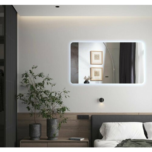 Зеркало Prisma 100*120 прямоугольное горизонтальное "парящее" с холодной LED-подсветкой включение "взмах руки"