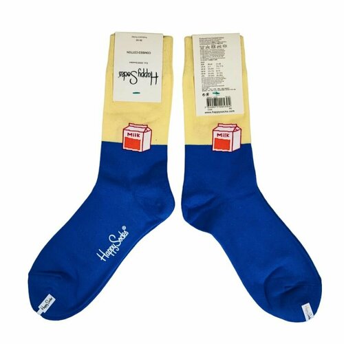 Носки Happy Socks, размер 36-40, синий, желтый, бежевый