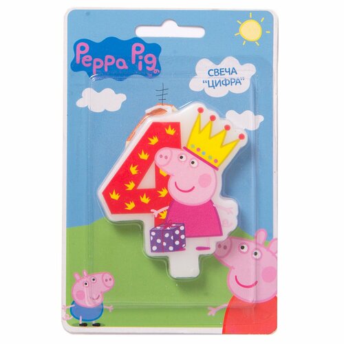 Peppa Pig Свеча-цифра №4 "Пеппа-принцесса"