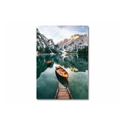 Картина на стекле | Diva Kartina | Природа. Горное Озеро бесконечности | 60X42 см | Интерьерный постер