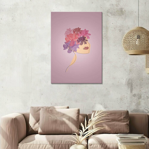 Картина/Картина на холсте/Картина на холсте для интерьера/ Картина на стену/ Картина в подарок для дома/ - Красивая девушка с розовыми цветами 50х70