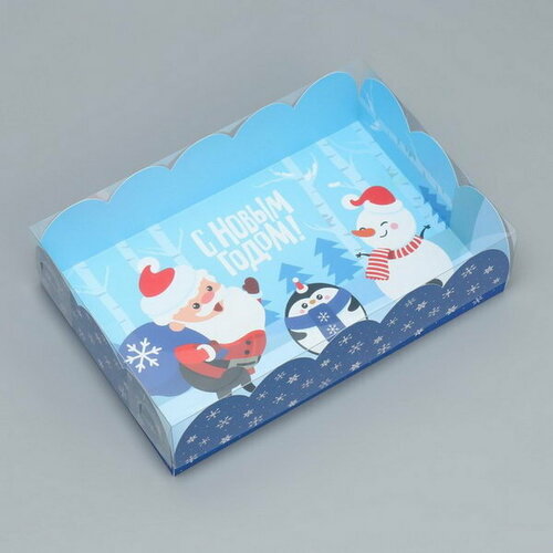 Коробка подарочная с PVC крышкой "С Новым годом!", снеговик, 20 x 30 x 8 см, 5 шт.