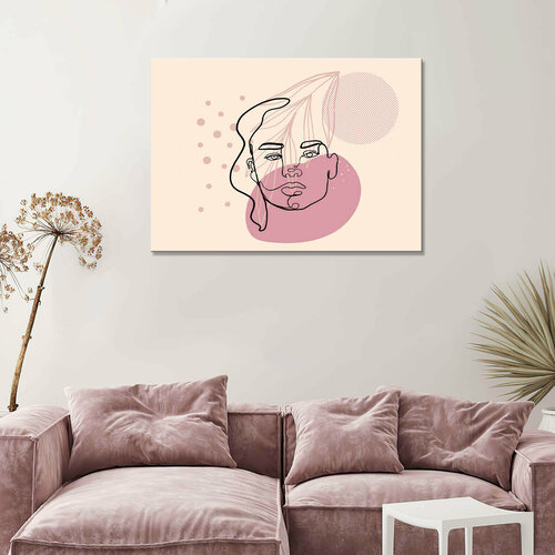 Картина/Картина на холсте/Картина на холсте для интерьера/ Картина на стену/ Картина в подарок для дома/ - Девушка на розовом абстрактном фоне 40х60