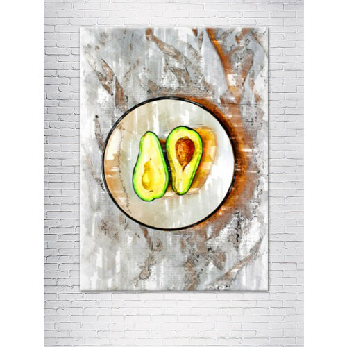 Картина/Картина на холсте/Картина на холсте для интерьера/Картина на стену/Картина в подарок для дома/- Two split Avocado in bowl 40х60