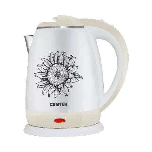 Чайник CENTEK CT-1026, бежевый/цветок