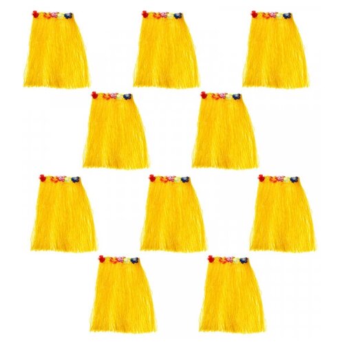 Гавайская юбка желтая, 60 см (Набор 10 шт.)