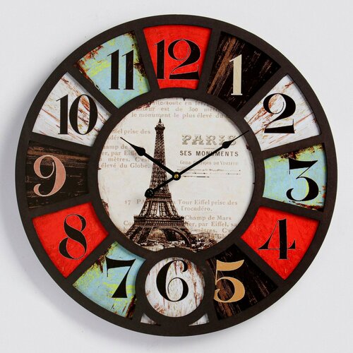 Часы настенные, серия: Лофт, "Эйфелева башня", плавный ход, d=60 см