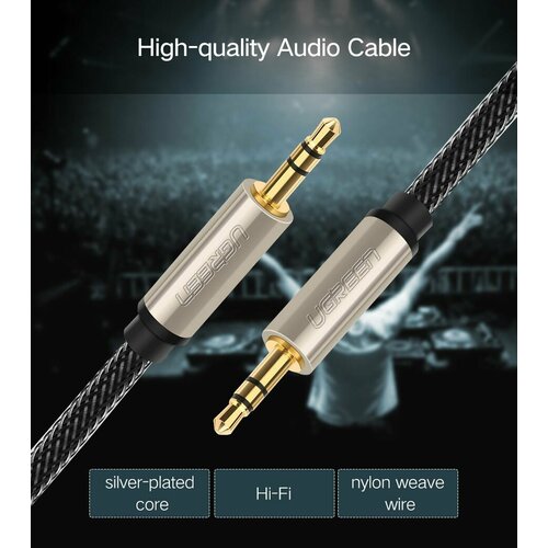 Кабель UGREEN AV125 (10605) 3.5mm Audio Cable Net Braid 3m - Gray