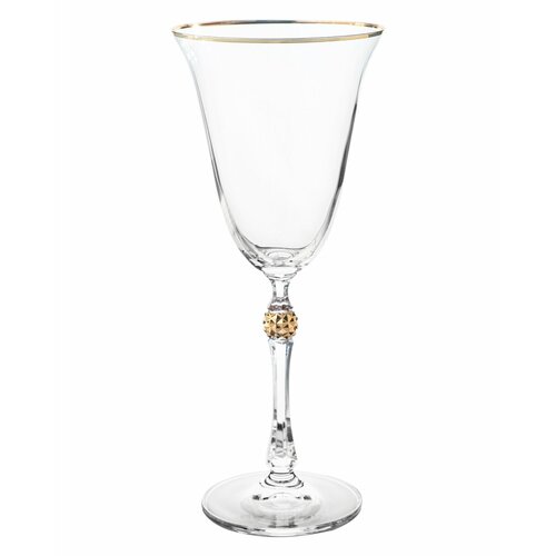 Бокал для красного вина "PARUS", Декор "Отводка золото, золотой шар", 250 мл (набор 6 шт.)