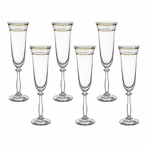 Набор бокалов для шампанского 190 мл "Анжела", 6 шт Bohemia Crystal 1116980 .