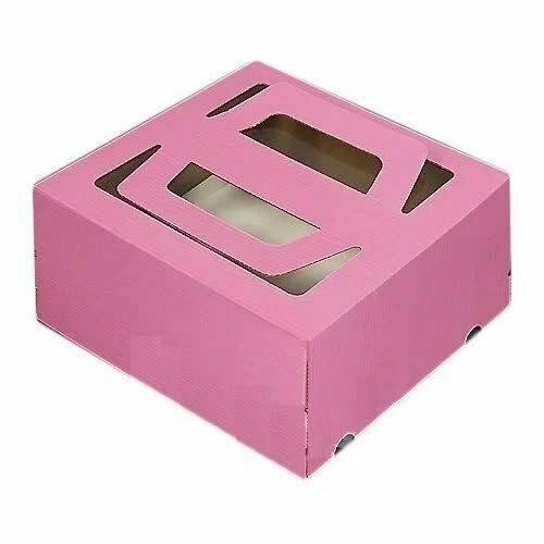 Упаковка для торта на 2 кг. 30х30х17 с окошком Розовая
