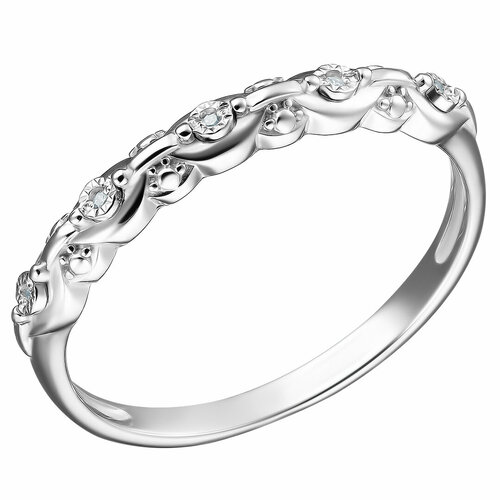 Перстень, серебро, 925 проба, родирование, бриллиант, размер 19, серебряный, бесцветный