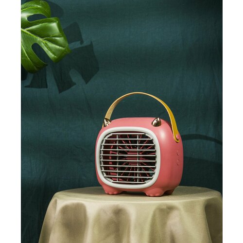 Вентилятор с увлажнителем с охлаждением воздуха на аккумуляторе Мобильный кондиционер (розовый)