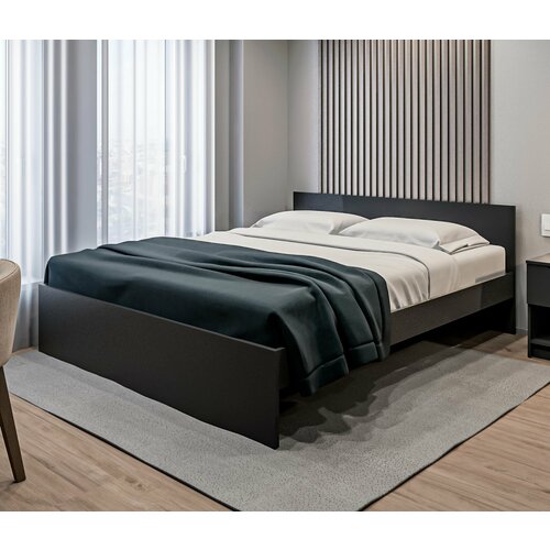 Двуспальная кровать столплит Бруклин СБ-3355 с основанием, без матраса, Диамант серый 186х78х205см