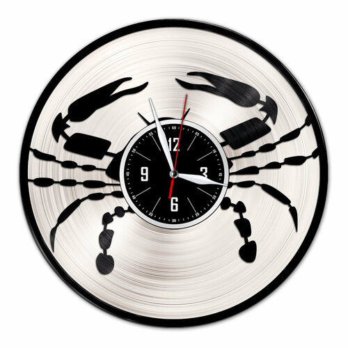 Знак зодиака "Рак" - настенные часы из виниловой пластинки (с серебряной подложкой)