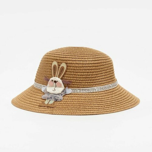 Шляпа для девочки MINAKU "Зайка", цвет коричневый, р-р 52