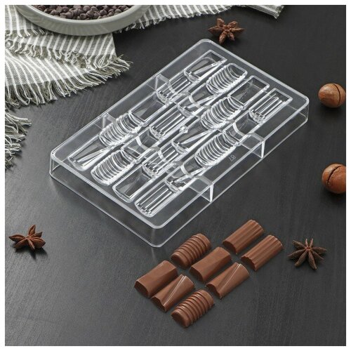 Форма для шоколада и конфет КНР "Фигурный батончик", 20 ячеек, ячейка 3,3х1,6х0,8 см
