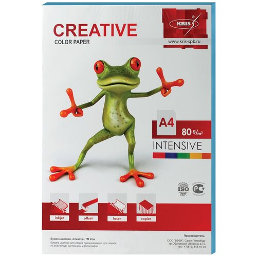 Цветная бумага Creative Color, А4, 80 г/м2, 100 листов, интенсив, голубая (БИpr-100г)