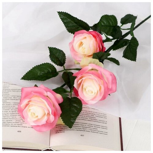 Poetry in flowers Цветы искусственные "Роза Жанна" 10х61 см, бело-розовый