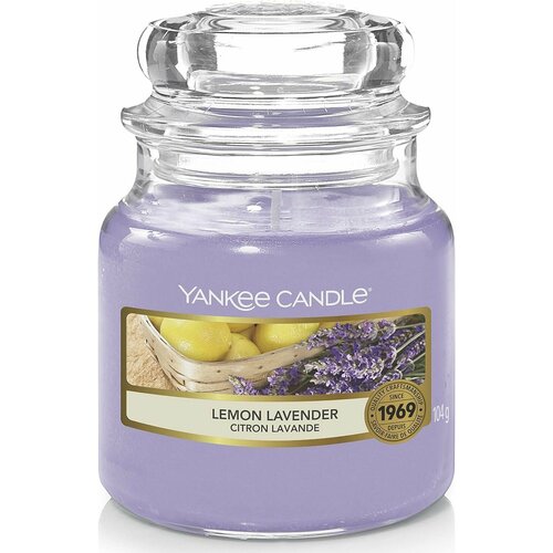 Свеча маленькая в стеклянной банке Лимон и лаванда Lemon Lavender 104гр / 25-45 часов