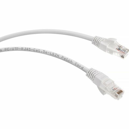 Патч-корд Cabeus U/UTP PC-UTP-RJ45-Cat.5e-0.5m-WH-LSZH категория 5е, 2xRJ45/8p8c, неэкранированный, белый, LSZH, 0.5м