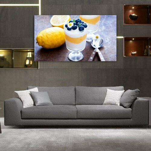 Картина на холсте 60x110 LinxOne "Ромашка молочный коктейль" интерьерная для дома / на стену / на кухню / с подрамником