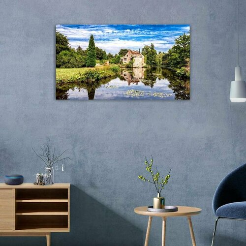 Картина на холсте 60x110 LinxOne "Scotney замок облака дом" интерьерная для дома / на стену / на кухню / с подрамником
