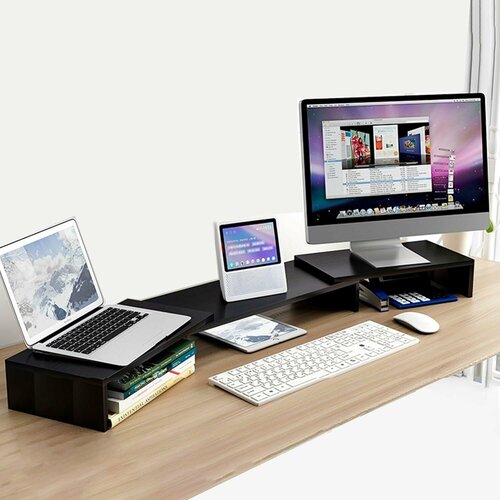 Подставка под 2 монитора на рабочий стол, настольный органайзер для монитора, ноутбука, моноблока, черный