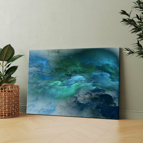 Картина на холсте (Большой зелено-синий водоворот) 50x70 см. Интерьерная, на стену.