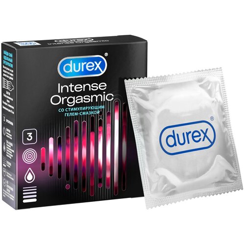 Презервативы Durex Intense Orgasmic рельефные со стимулирующим гелем-смазкой 3 шт.