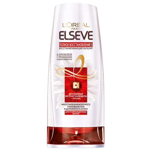 L'Oreal Paris бальзам Elseve Полное восстановление 5 Восстанавливающий Драгоценный экстракт календулы + Керамид, 200 мл