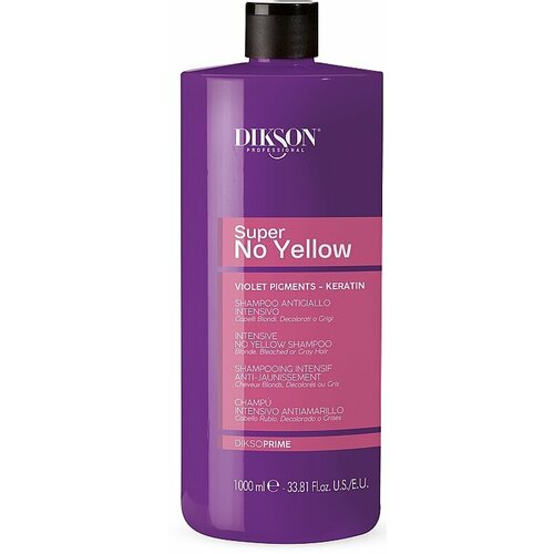 Питательный шампунь против желтизны для светлых, осветленных или седых волос Dikson Diksoprime shampoo nourishing no yellow, 1000 мл.