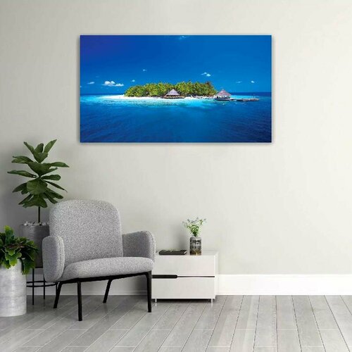 Картина на холсте 60x110 LinxOne "Пляж мальдивы тропики остров" интерьерная для дома / на стену / на кухню / с подрамником