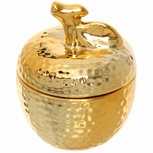 Шкатулка керамическая «GOLD Podarok», яблочко, цвет золото, 9*7*4см (в инд. коробке)