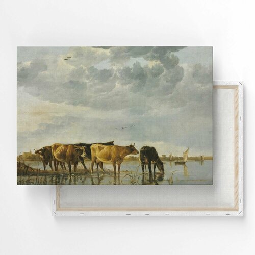 Картина на холсте, репродукция / Альберт Кёйп - Cows in a River / Размер 30 x 40 см