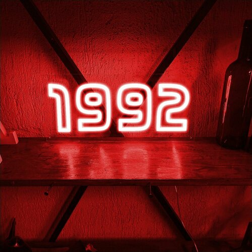 Неоновая табличка Elmarto 1992, 35x15 см, красная